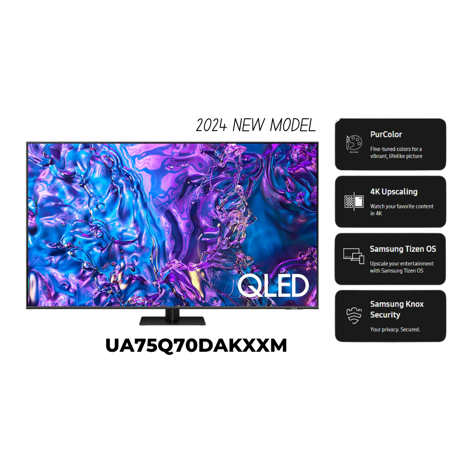Samsung Q70D QLED 4K Smart AI TV 120Hz (2024) | 75" QA75Q70DAKXXM Television 2024 Samsung Smart ...