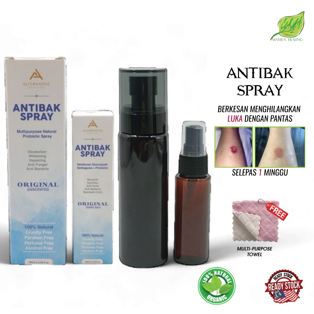 Ubat Kering Luka Kencing Manis ANTIBAK Spray Bau Badan Ubat Kurap Panau ...