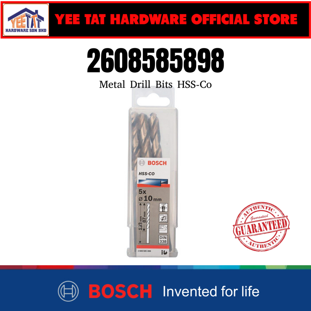 [ BOSCH ] HSS-Co Metal Drill Bits 10mm (2608585898) | Shopee Malaysia
