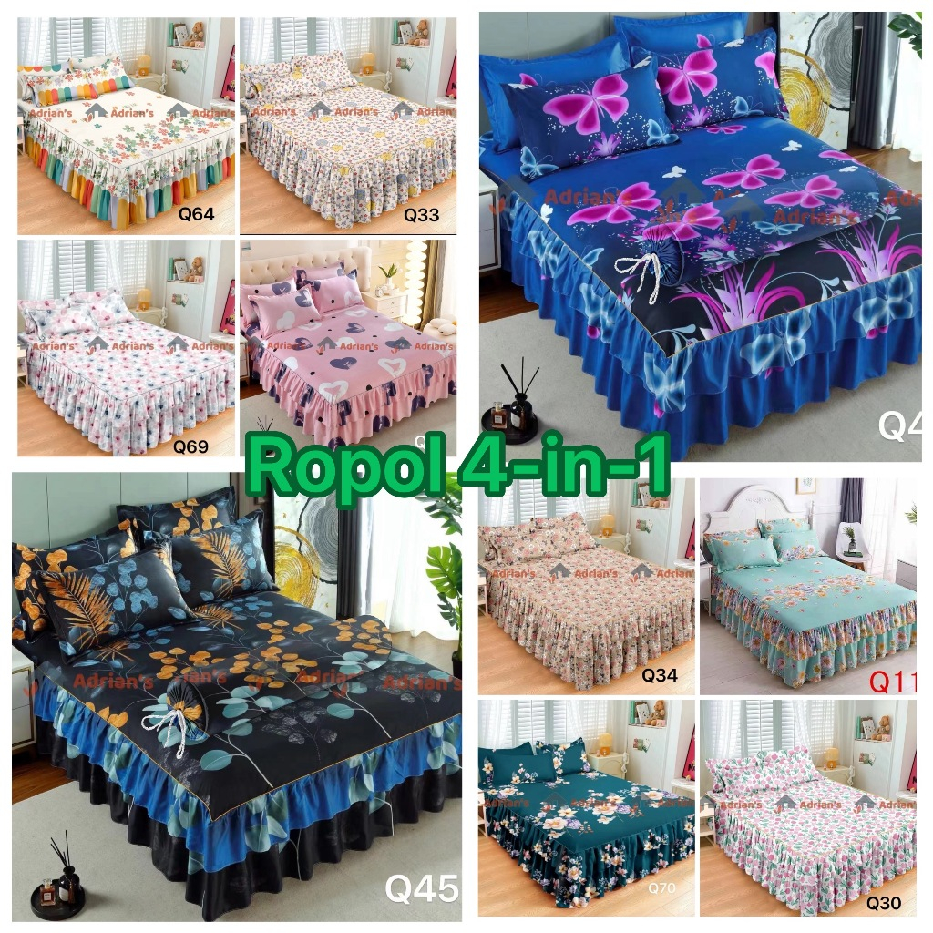 Adrian's Semua tersedia 4-in-1 KING/QUEEN Set Cadar Ropol 16inci tinggi ...