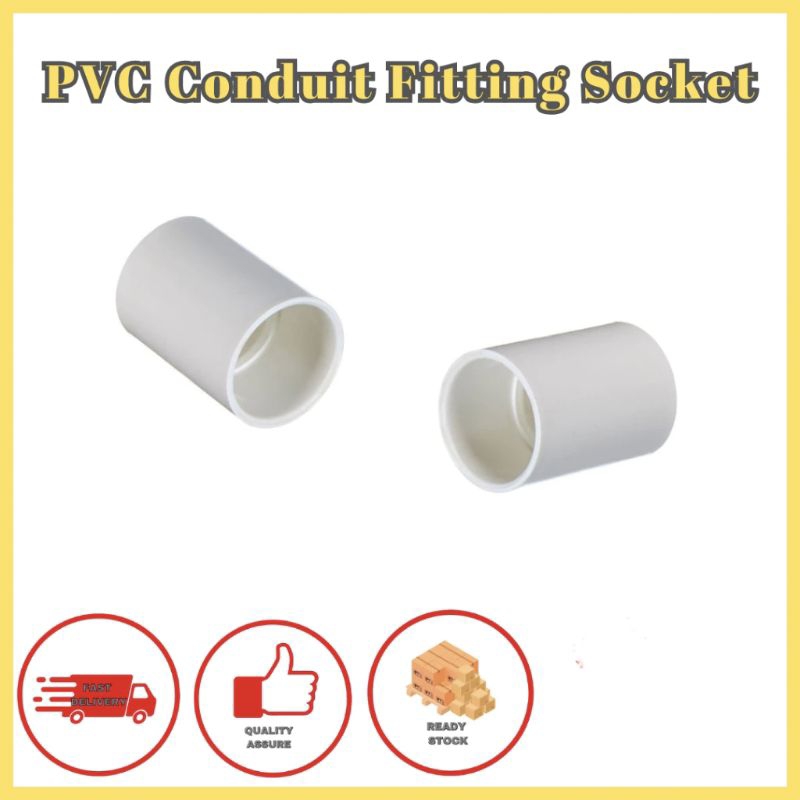 PVC Socket Joint For Electrical Pvc Conduit Pipe Penyambung 20MM/25MM 30pcs/50pcs/100pcs ...