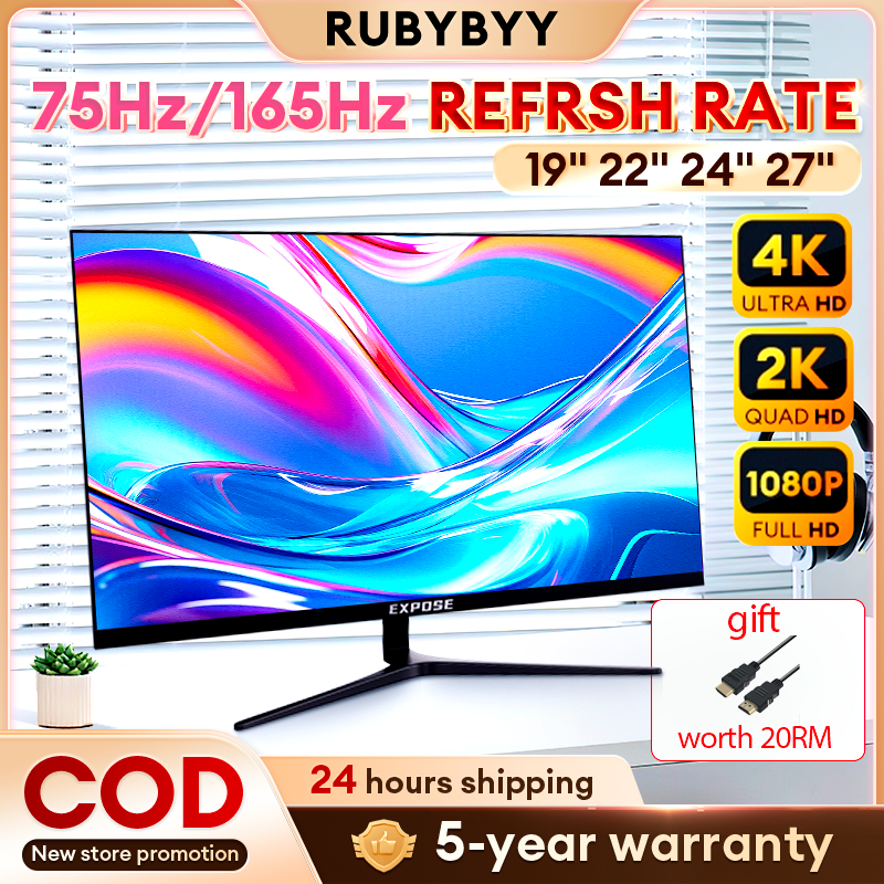 Monitor PC Gaming 27 Inch 165HZ 24 Inch 75HZ Built-in Speaker with HDMI ...
