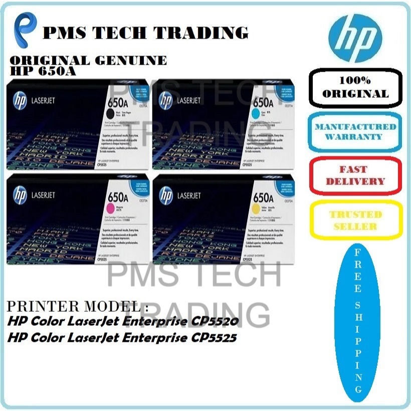HP ORIGINAL CARTRIDGE 650A CE270A CE271A CE272A CE273A CP5520 CP5525 ...