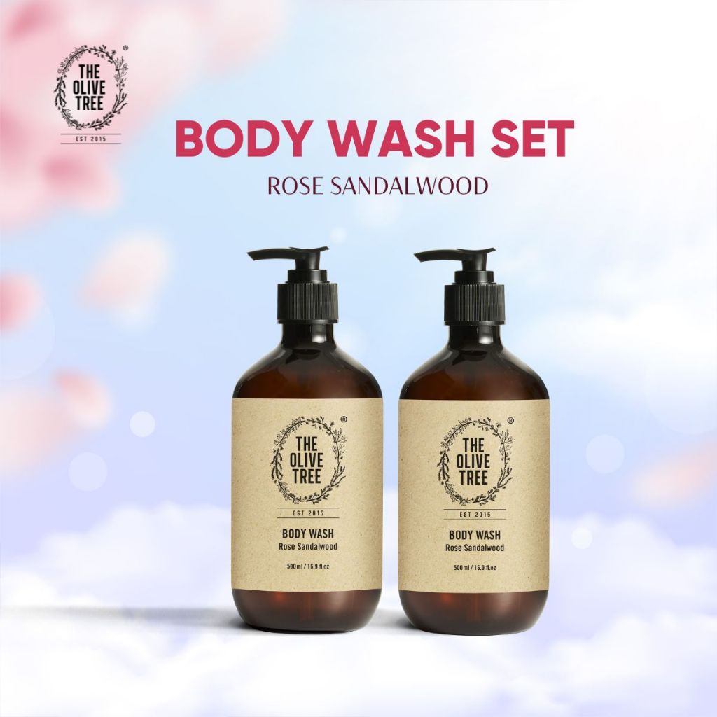 The Olive Tree Rose Sandalwood Body Wash Set/Sabun Mandi Rose ...