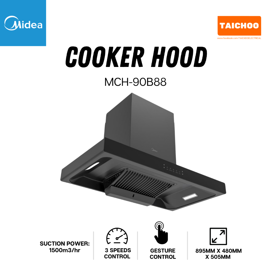 Midea Cooker Hood [1500m3/H] MCH-90B88 | Shopee Malaysia