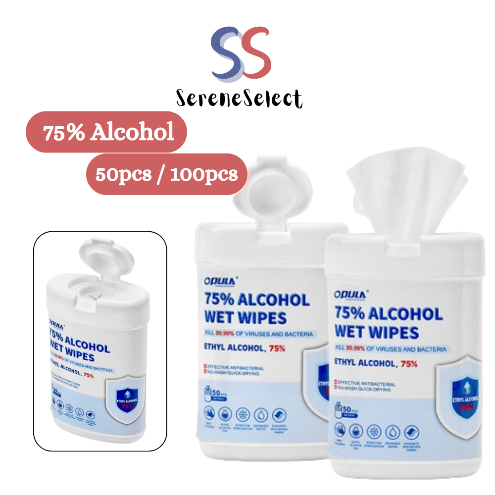 Wet Tissue 75% Alcohol Wipes Tong Botol Tisu Basah Alkohol ...