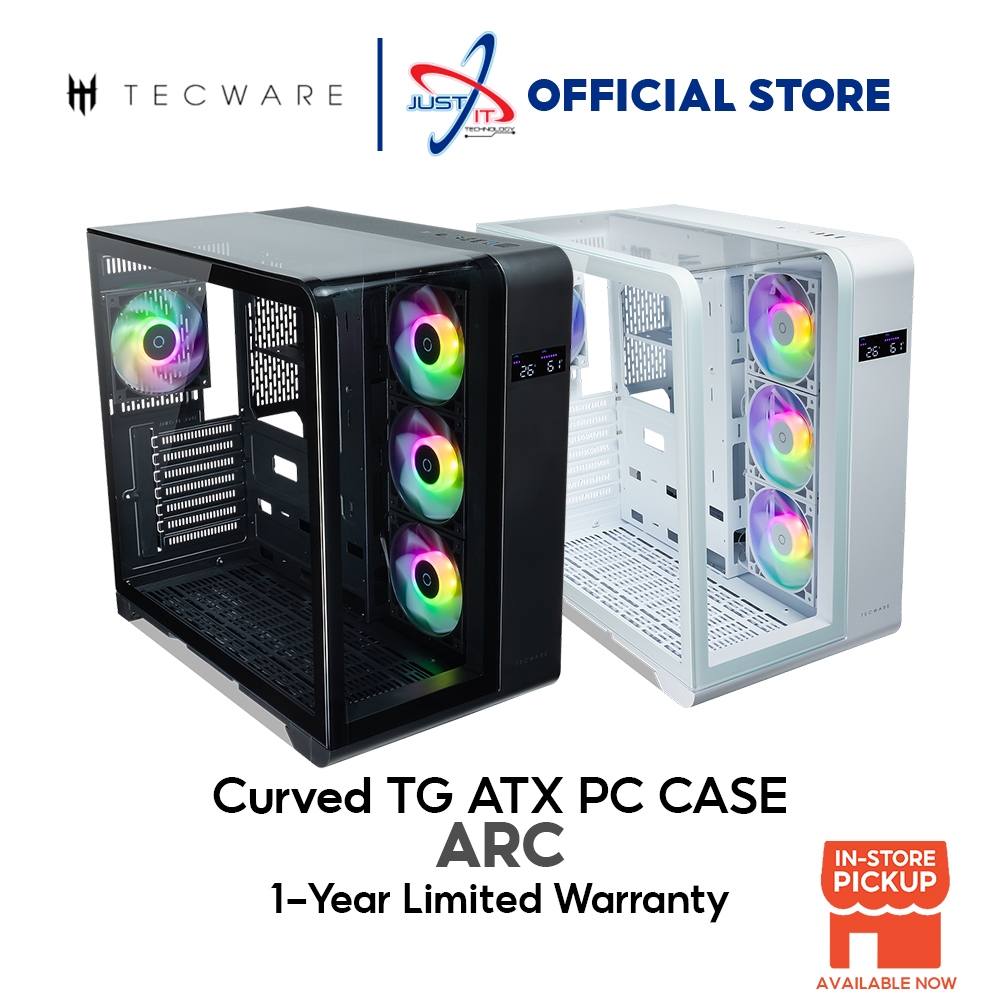 Tecware ARC ARGB Curved TG ATX PC Case - Black/White | Shopee Malaysia