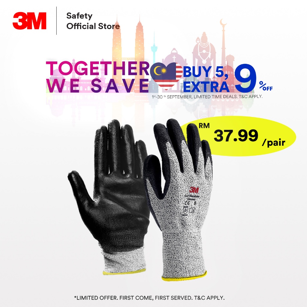 3M™ Comfort Grip Cut Resistant Gloves CG-CRE/ Abrasion Puncture ...
