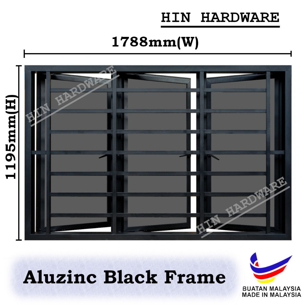 HIN [FREE SHIPPING] Aluzinc Window Grille 6' x 4' Metal Frame & Fixed ...