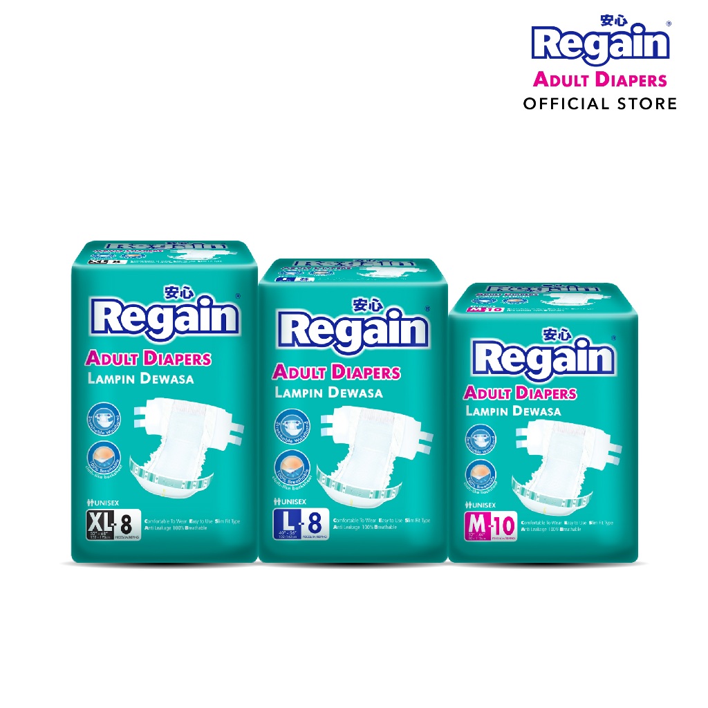 Regain Adult Diapers - Size M (10's)/L (8's)/XL (8's) | Shopee Malaysia