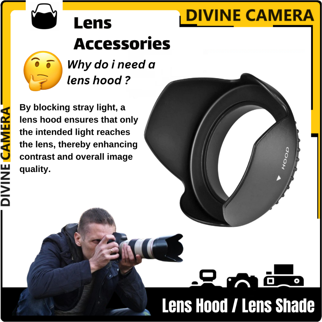 Lens Hood / Close Up Filter & Diffusor for Camera Lens with variety of ...
