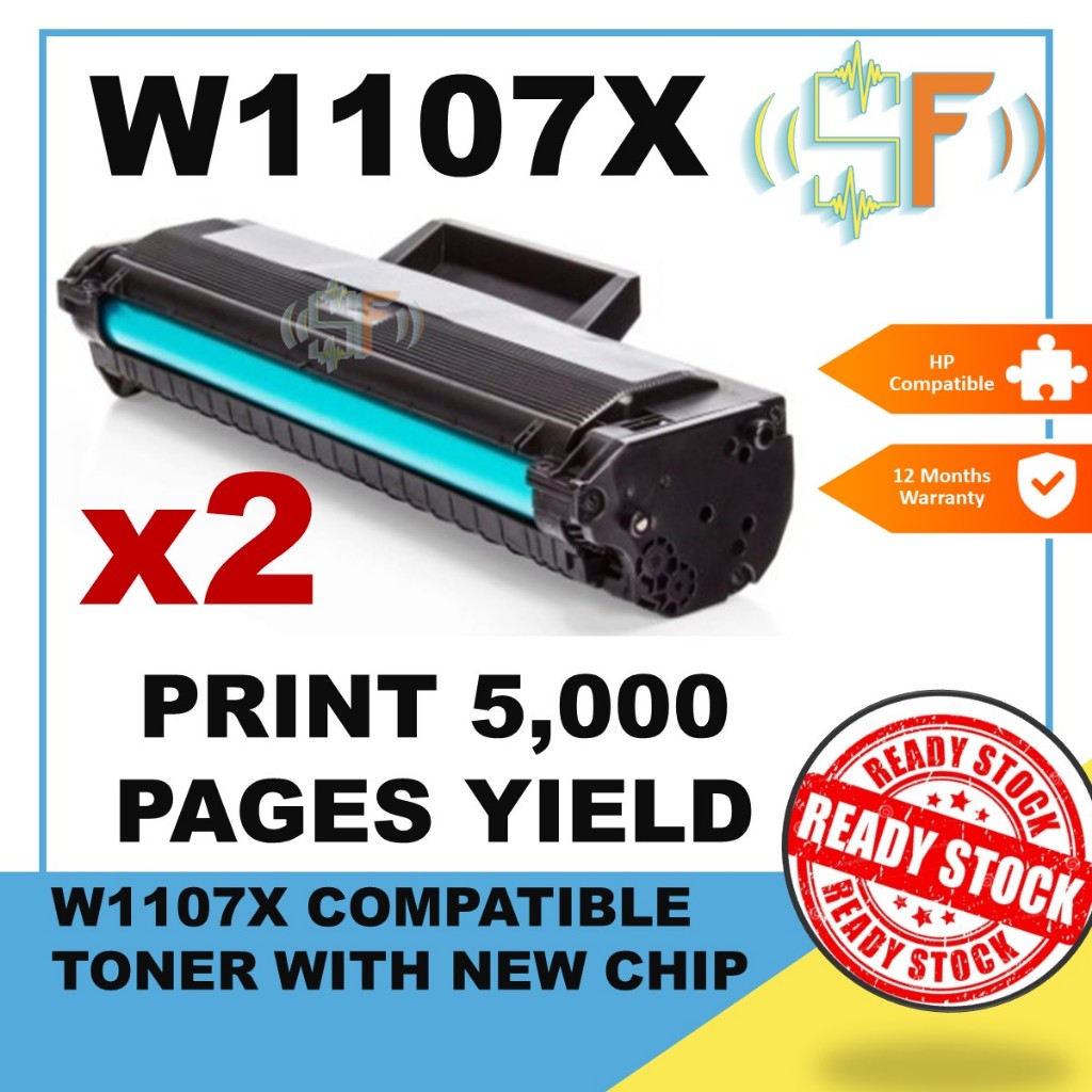 2 Units Compatible HP W1107X 107 107X 1107 W1107 with NEW CHIP Toner ...