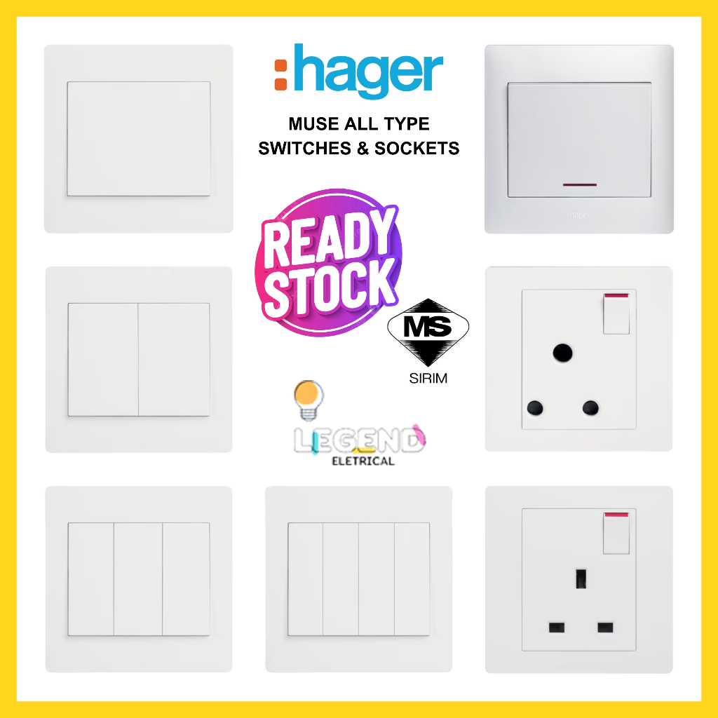 Hager Muse Full Series Switches and Socket | Shopee Malaysia