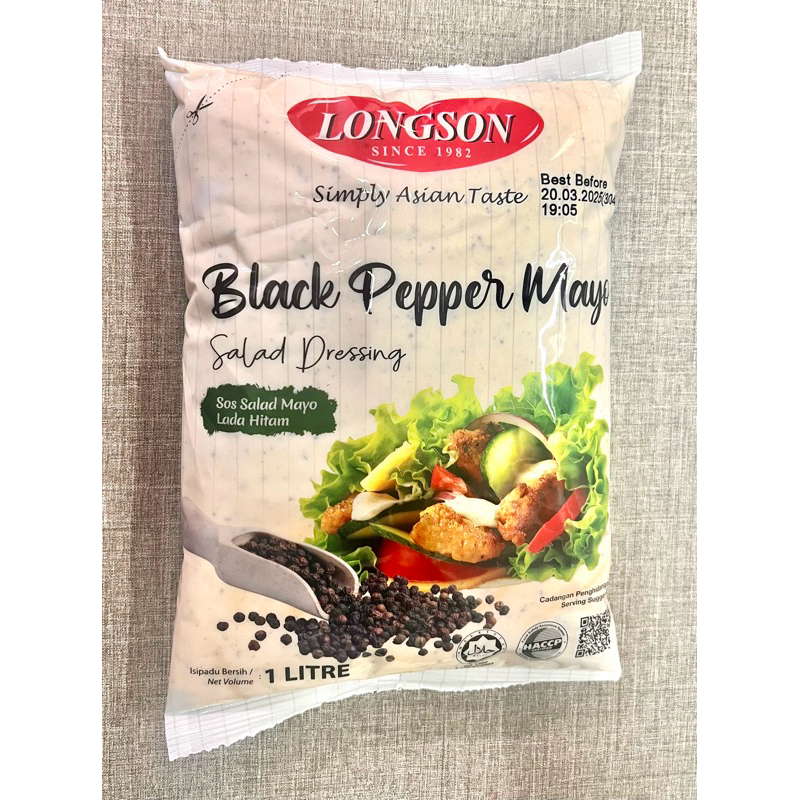 *NEW* Longson Black Pepper Mayo Salad Dressing New 1Litre Sos Salad ...