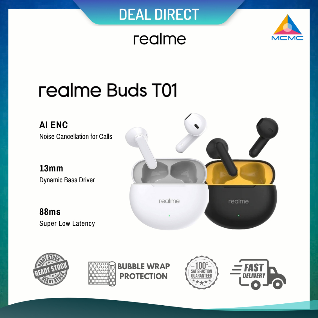 realme Buds T01 | Al ENC Noise Cancellation for Calls | 28 Hours Total ...