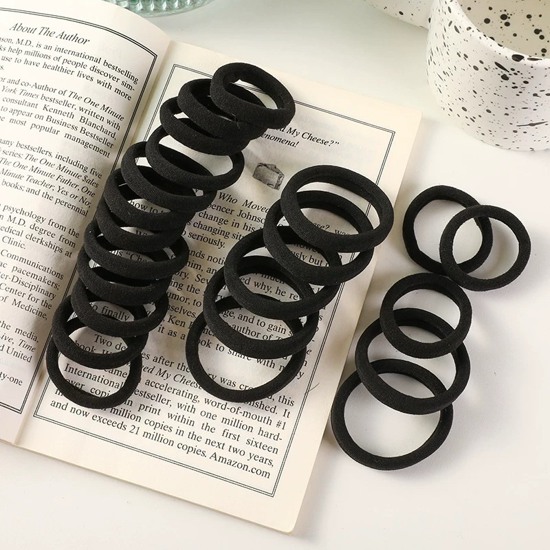 Getah Rambut Hitam Black Rubber Band Tuala Simple School Girl Hair Ties ...