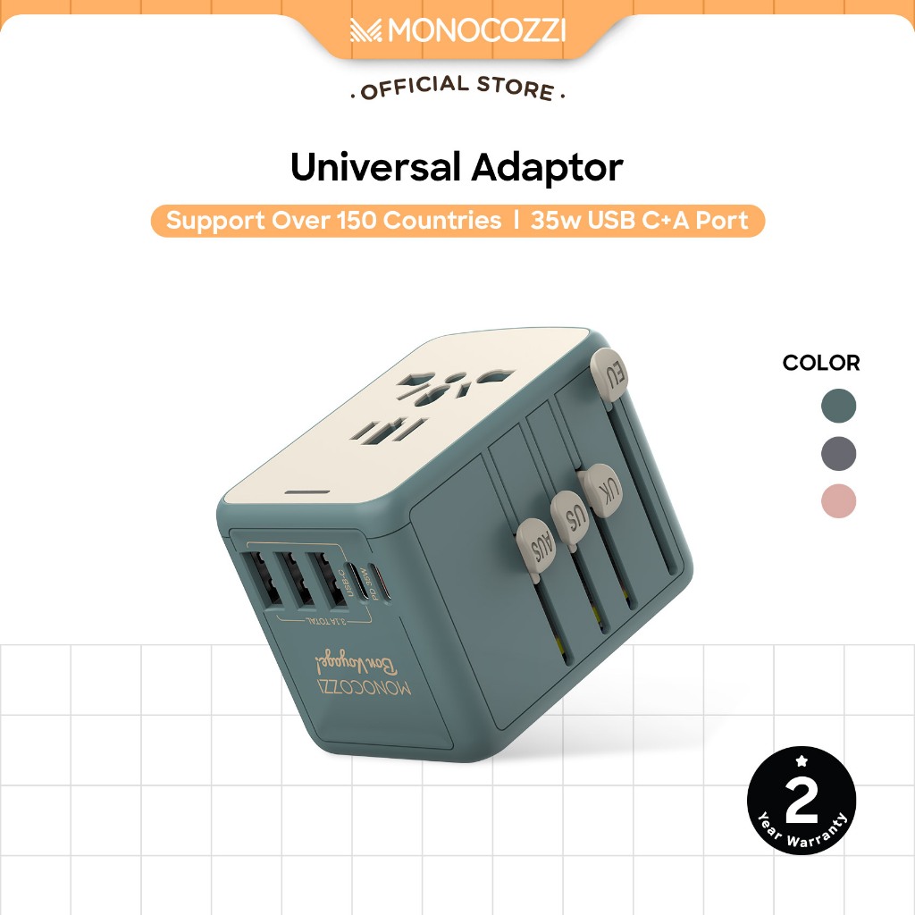 Monocozzi BON VOYAGE PD 3 USB-A & 2 USB-C Travel Adapter (35W) | Shopee Malaysia