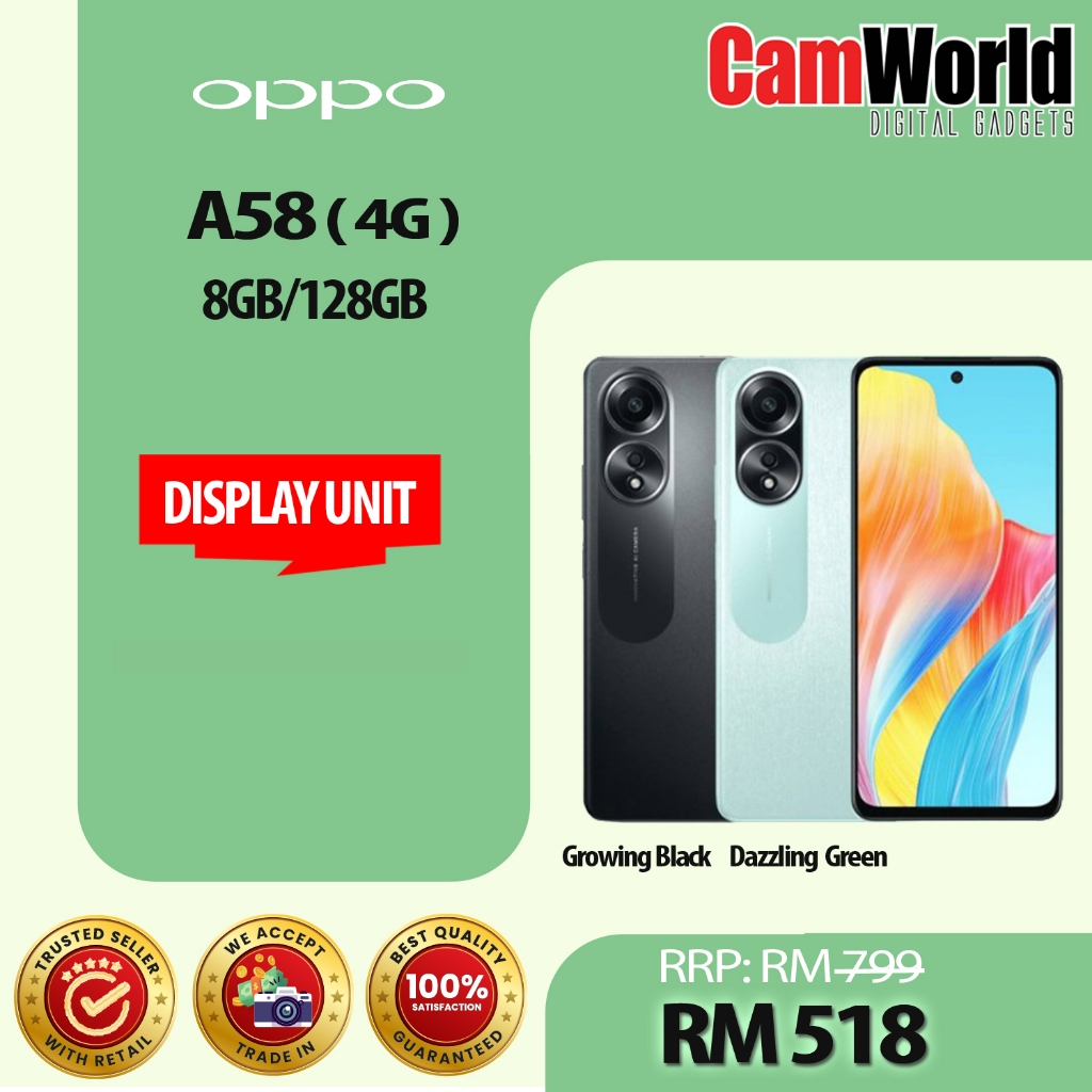 Oppo A58 4G ( 8GB / 128GB ) Display unit | Shopee Malaysia