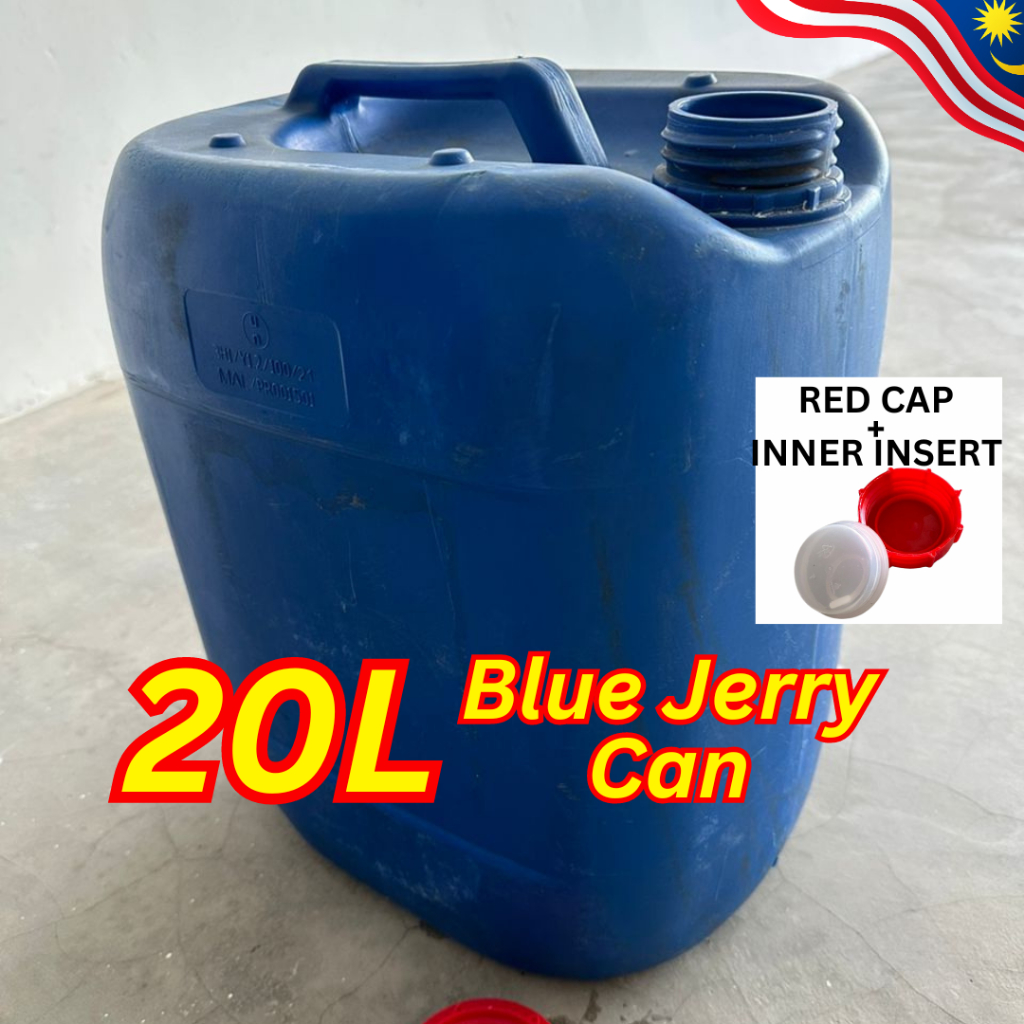 (USED) Blue 20L 20 Liter Jerry Can, Plastic Bottle, HDPE Container, Water Tank, Tong Air Drum ...