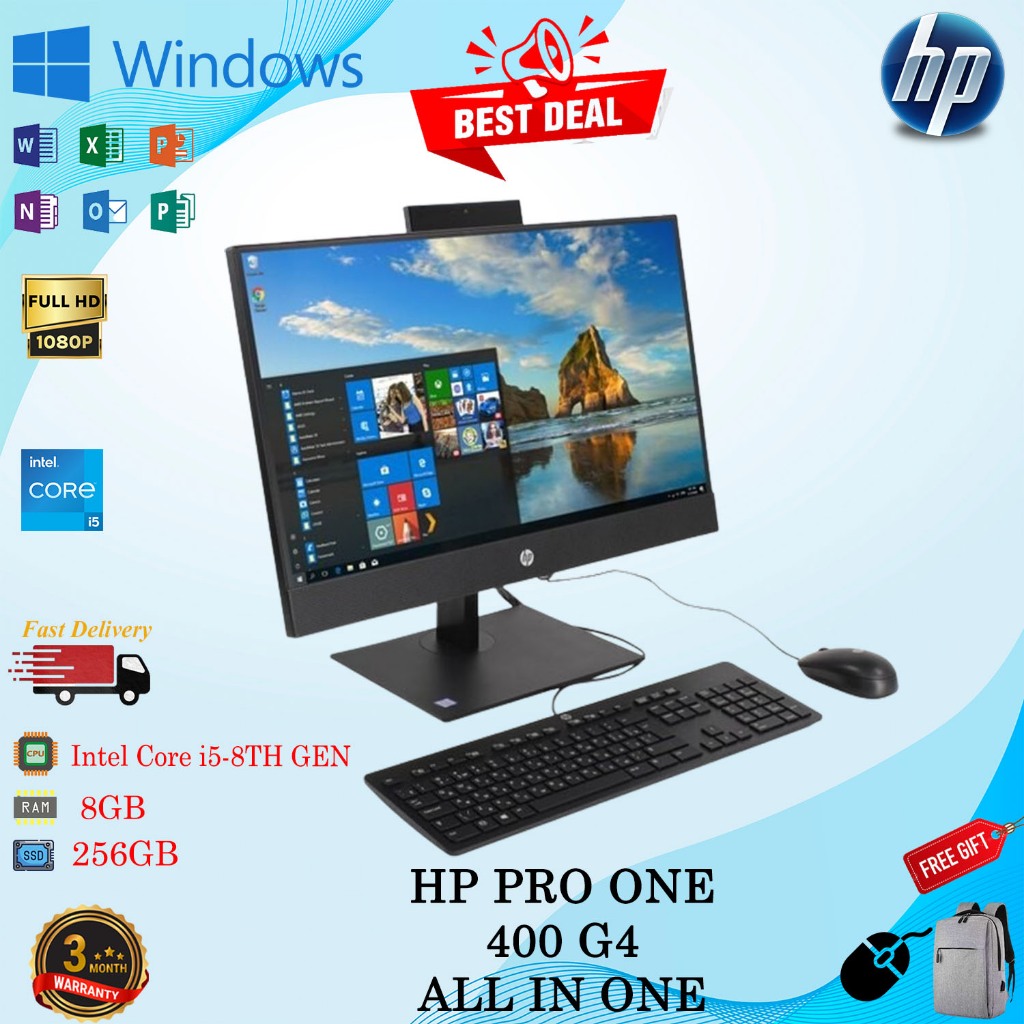 HP PRO ONE 400 G4 INTEL CORE i5-8TH GEN 8GB RAM ,256GB SSD | Shopee ...