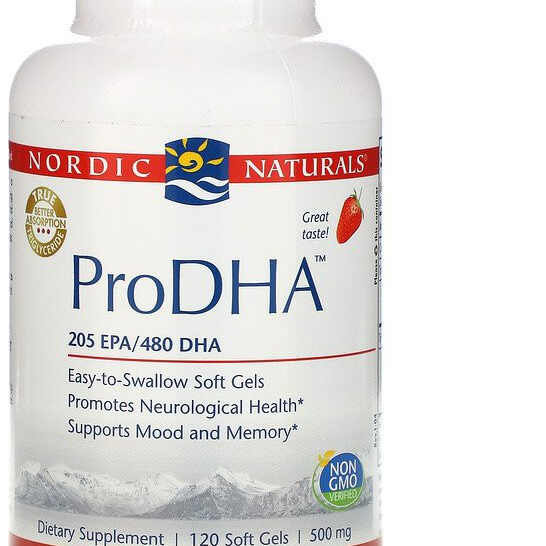 Nordic Naturals, ProDHA, Strawberry, 500 mg, 120 Soft Gels (250 mg per ...