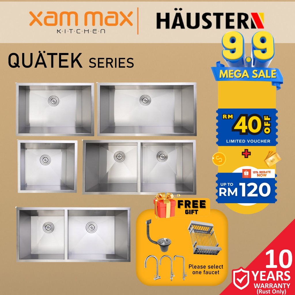 HAUSTERN QUATEK SERIES SUS 304 Stainlees Steel Undermount Kitchen Sink Sinki Dapur ITTO/BANOVA ...