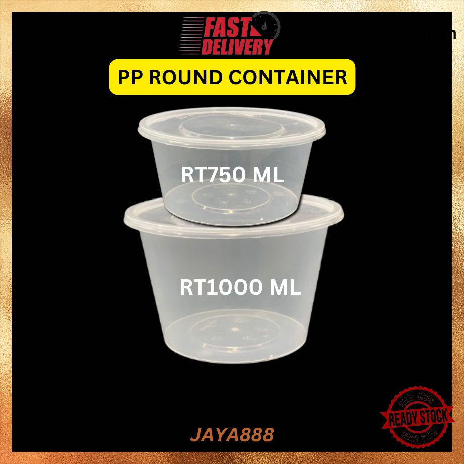(50SETS) PP Round Disposable Plastic PP Food Container 750 ml RT-750R ...