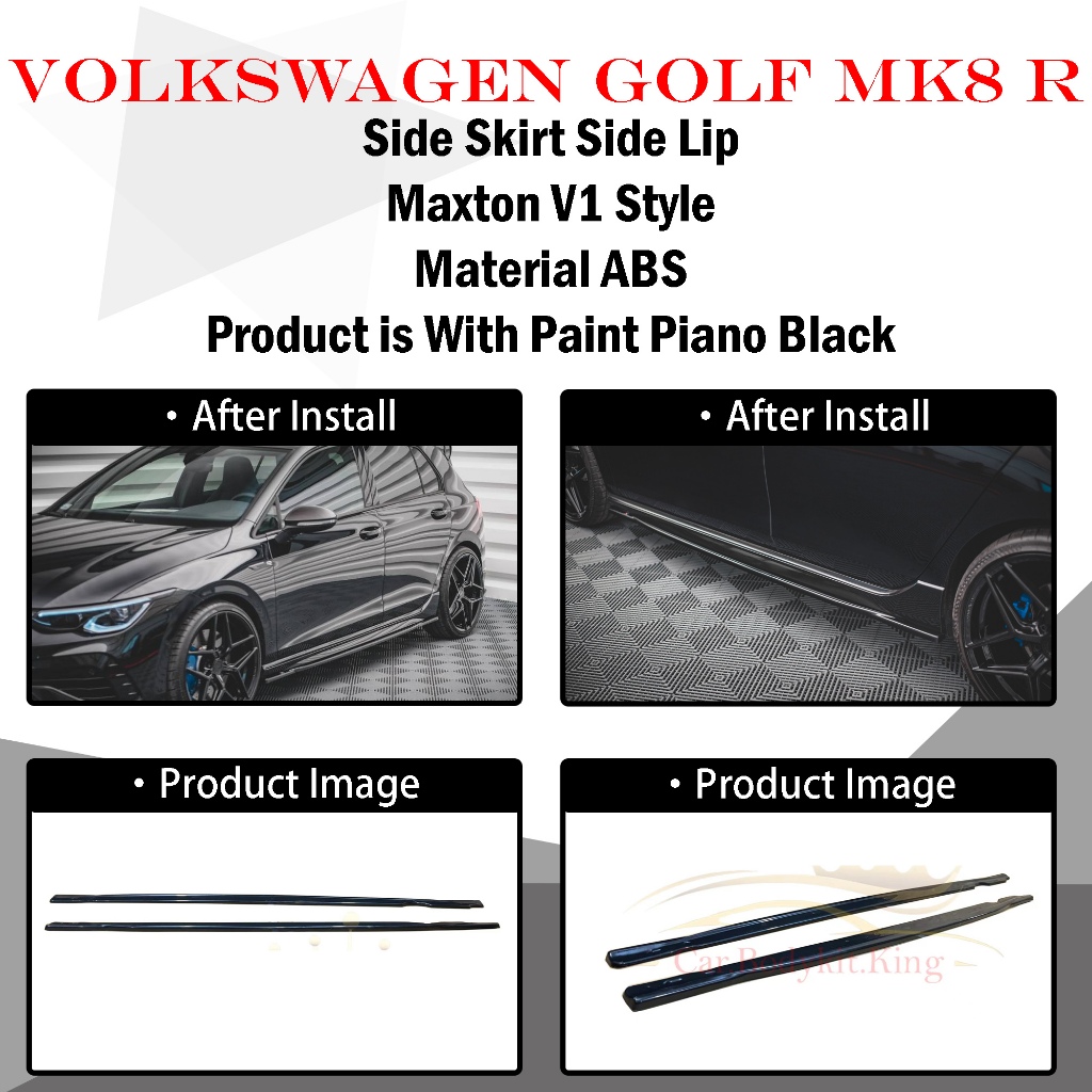 VOLKSWAGEN GOLF 8 R MK8 R MAXTON V1 STYLE SIDE SKIRT SIDE LIP WITH ...