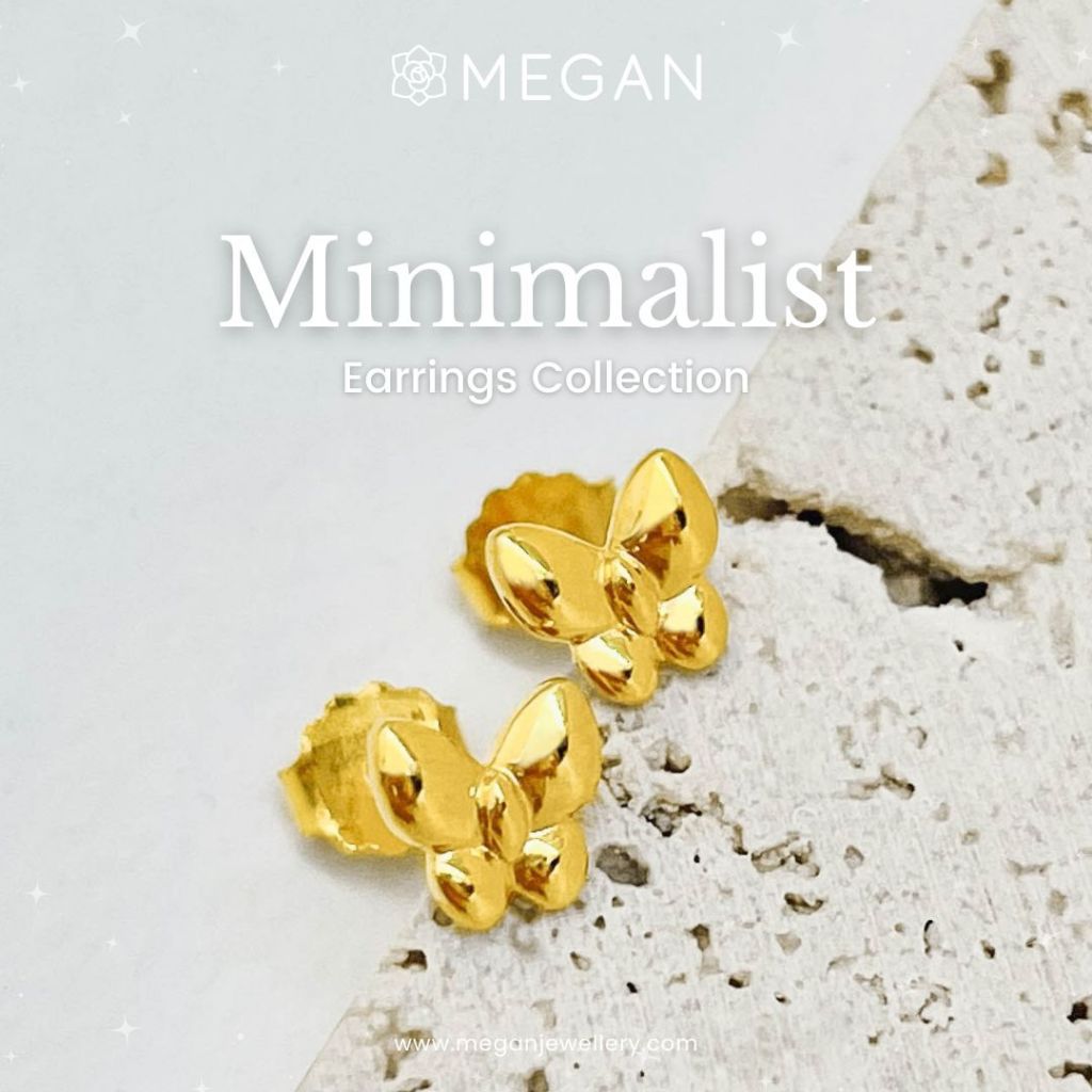 Megan Jewellery Minimalist Earring Collection Emas 916 | Shopee Malaysia