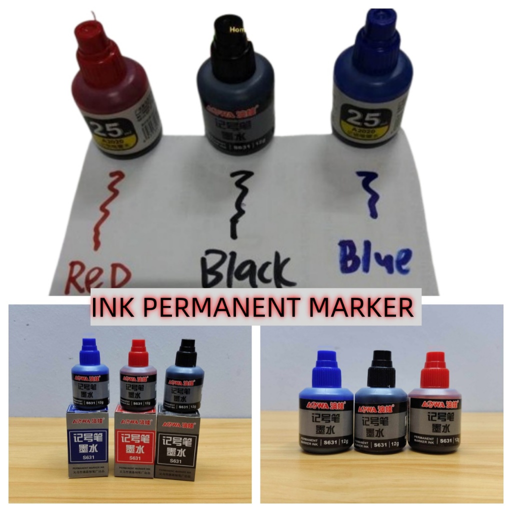 INK PERMANENT MARKER 700 INK REFILL 12ML BLUE RED BLACK STATIONARY ...