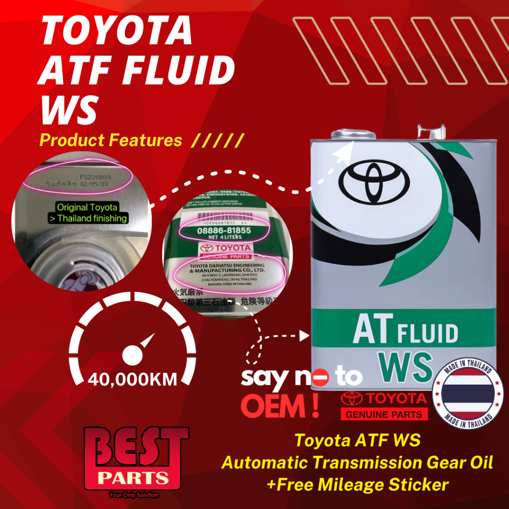 Toyota ATF WS 4Litre Automatic Transmission Fluid Gear Oil Minyak Gear ...