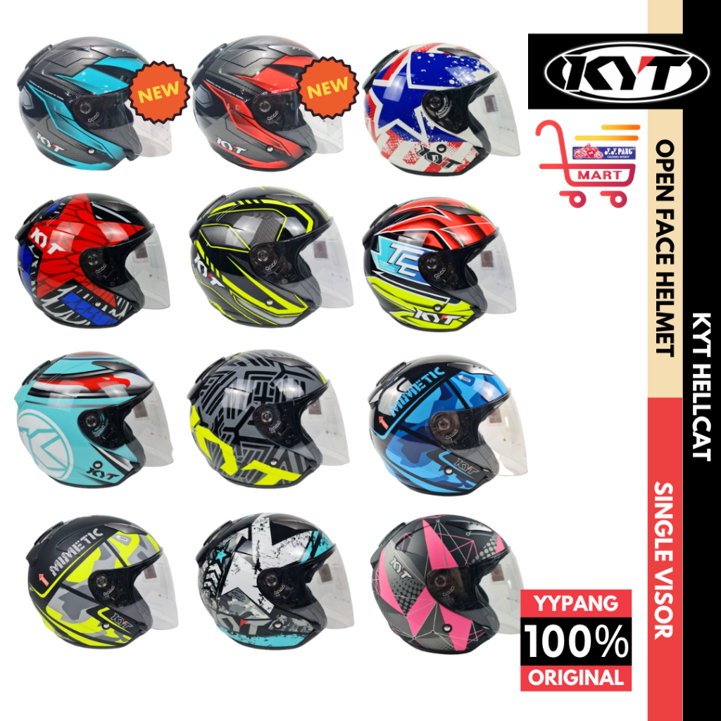 KYT HELMET HELLCAT (ASYMMETRIC / STAR / K-RACING / MIMETIC / MATRIX ...