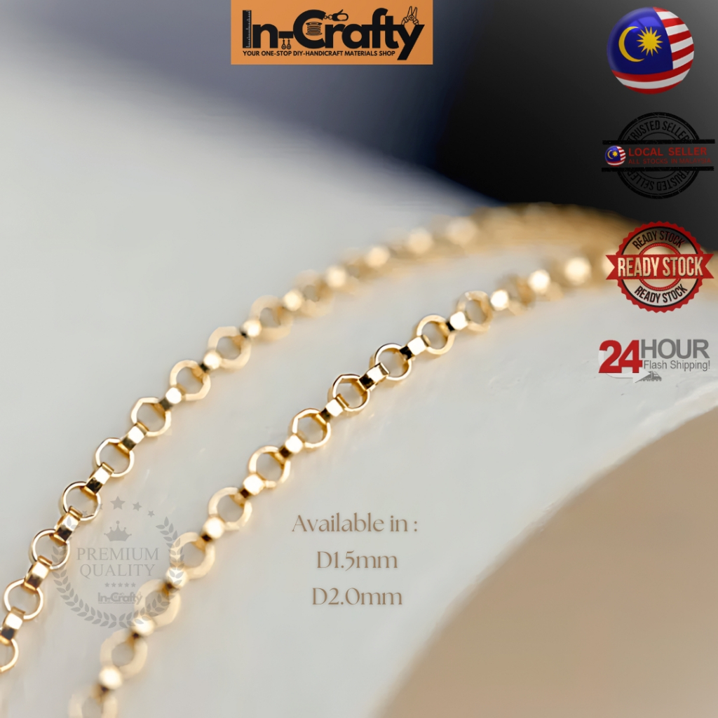 IN-CRAFTY / 14K Gold Chain Rantai Emas DIY / Rolo / Curb / Leaf ...