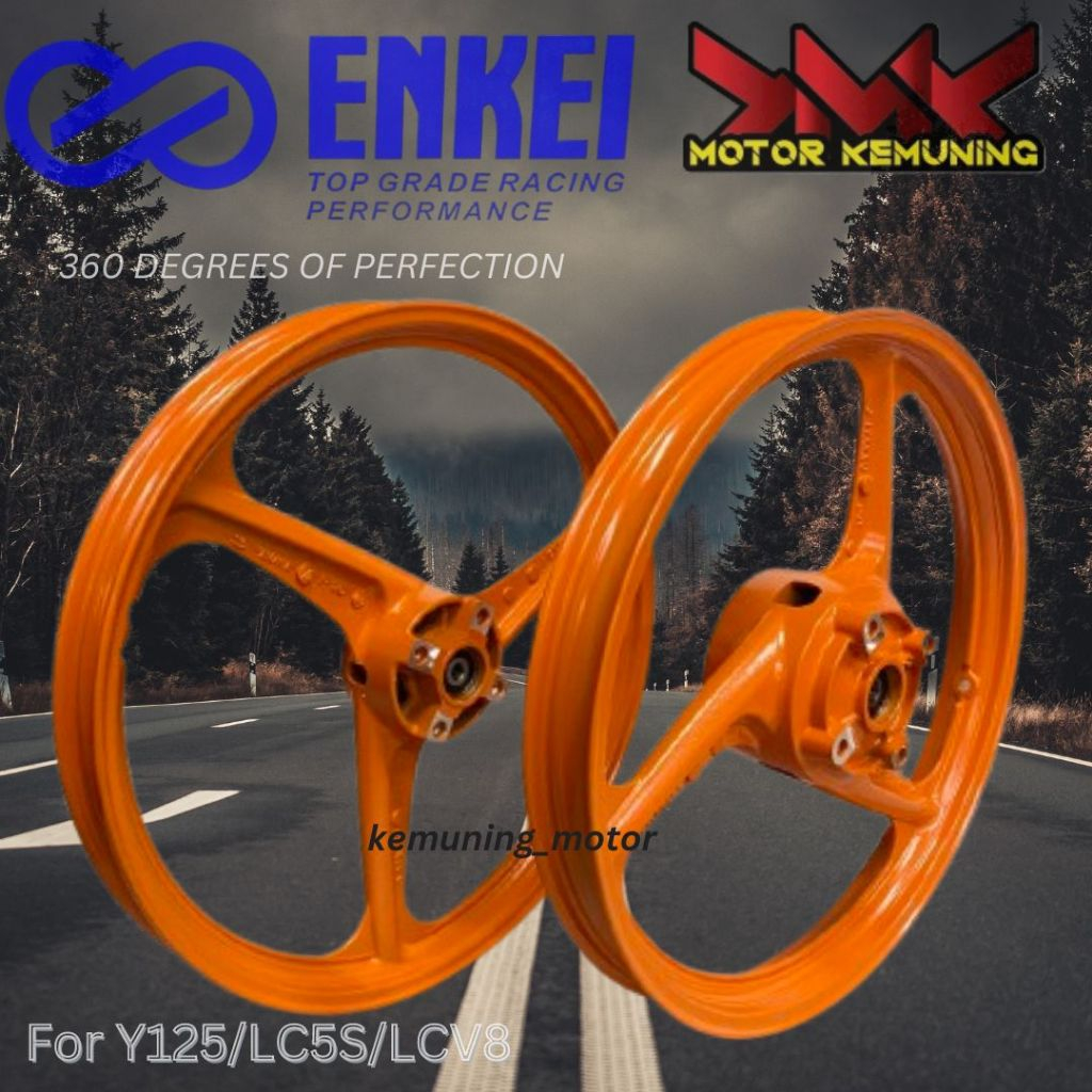SPORT RIM ENKEI 3 BATANG OREN FULL CHOP SPORT RIM Y125 LC5S LCV8 ORANGE ...
