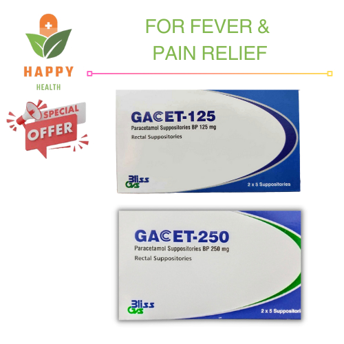 Paracetamol Suppository BP (GACET-125mg || GACET-250mg) - 10 SUPP PER ...