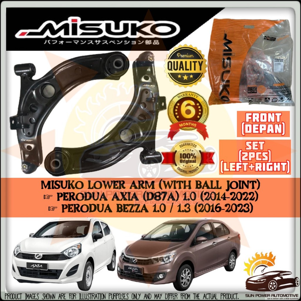Perodua Axia D87A / Bezza 1.0 1.3 (2014-2022) MISUKO LOWER ARM SET ...