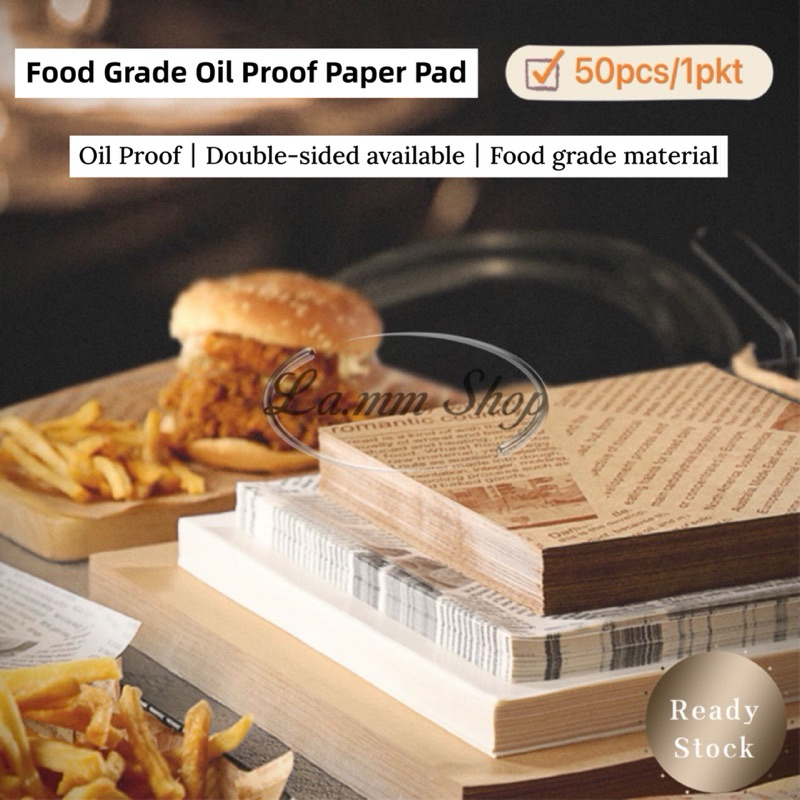 La.mm ️50pcs/pkt Square Wax Paper Fried Food Grease Paper Oil Proof ...