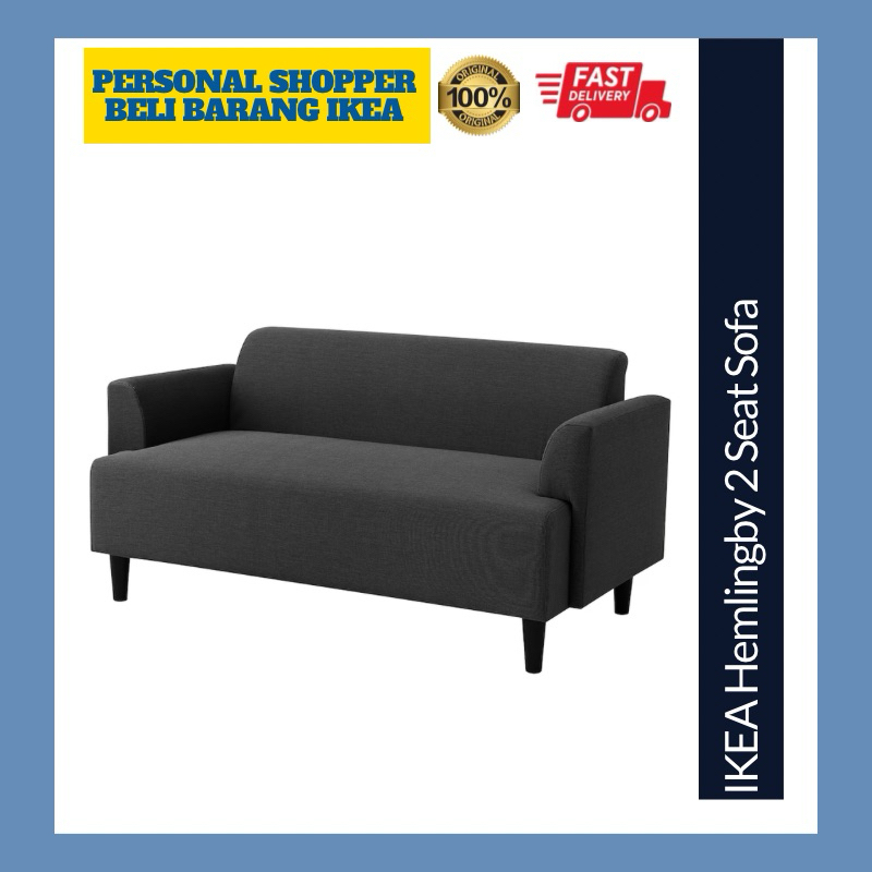 IKEA Hemlingby Angersby 2 Two Seat Seater Fabric Sofa Dark Grey 704.343 ...