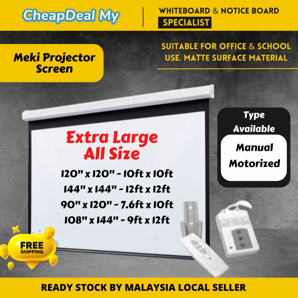 Skrin Projektor Lebih Besar /Extra Large Projector Screen/ Manual Wall ...