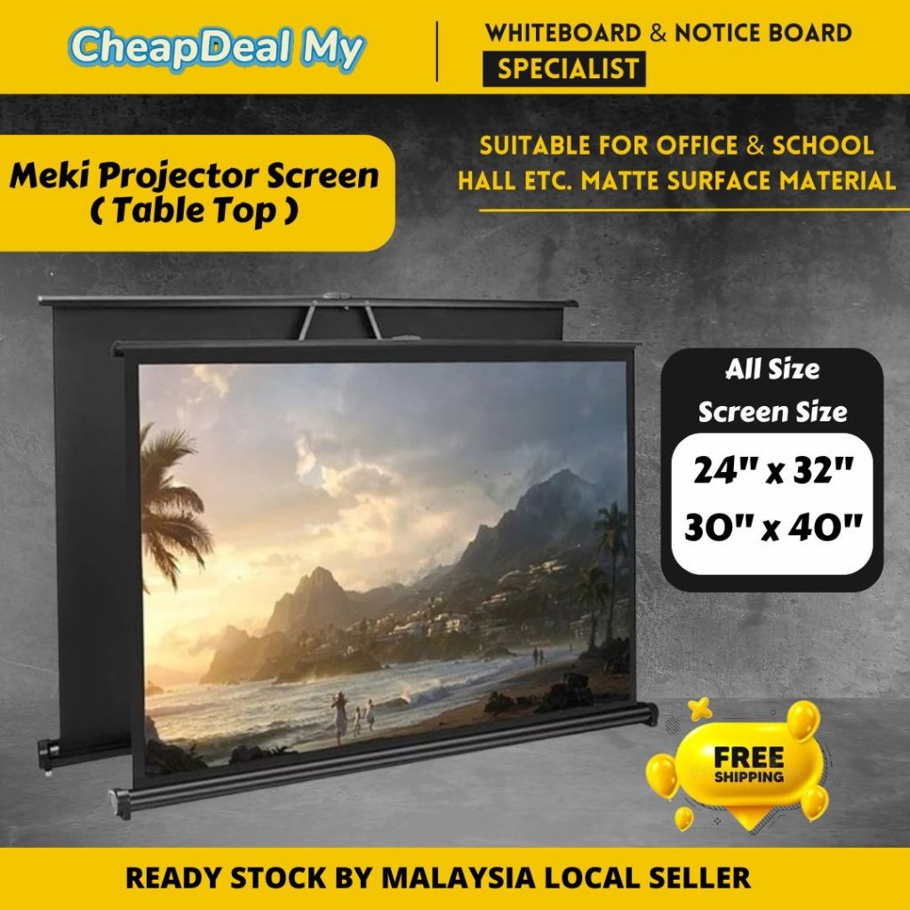 Skrin projektor atas meja Meki /Meki Table top projector screen all ...