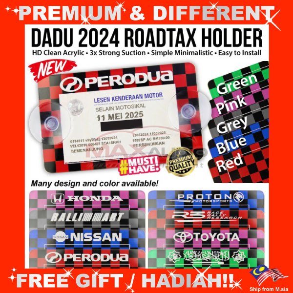 Dadu Thai 2024 Acrylic Roadtax Holder HD Clear Car Road Tax Cover HONDA NISSAN PERODUA PROTON ...