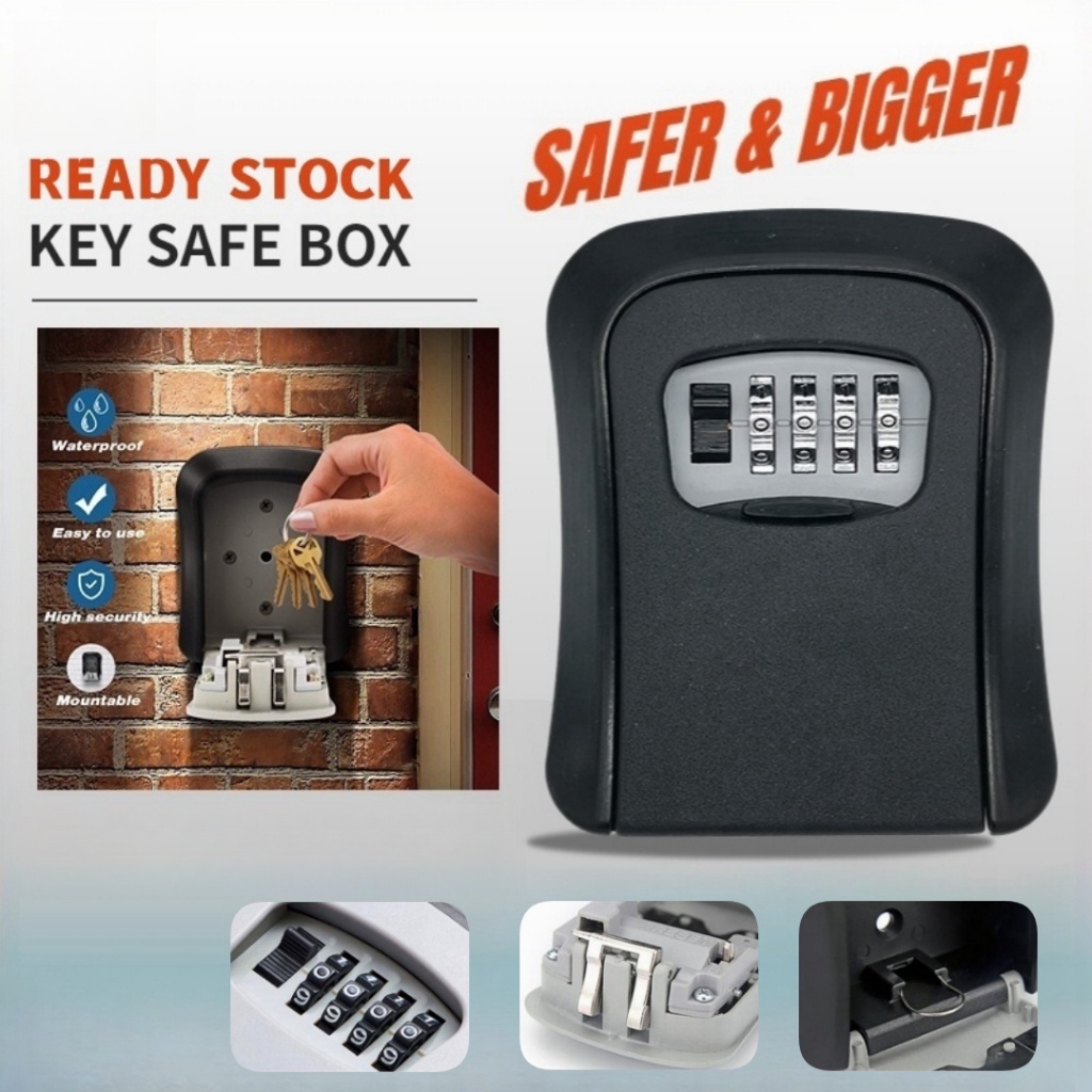 Wall Mounted Safe Key Box Portable Key Storage Lock Box Peti Kunci ...