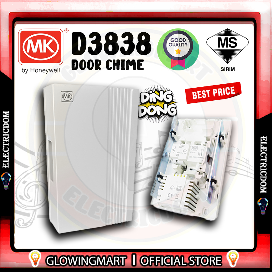MK HONEYWELL Door Bell D3838 100% Original Wired Door Chime with Built-in Transformer LOCENG ...