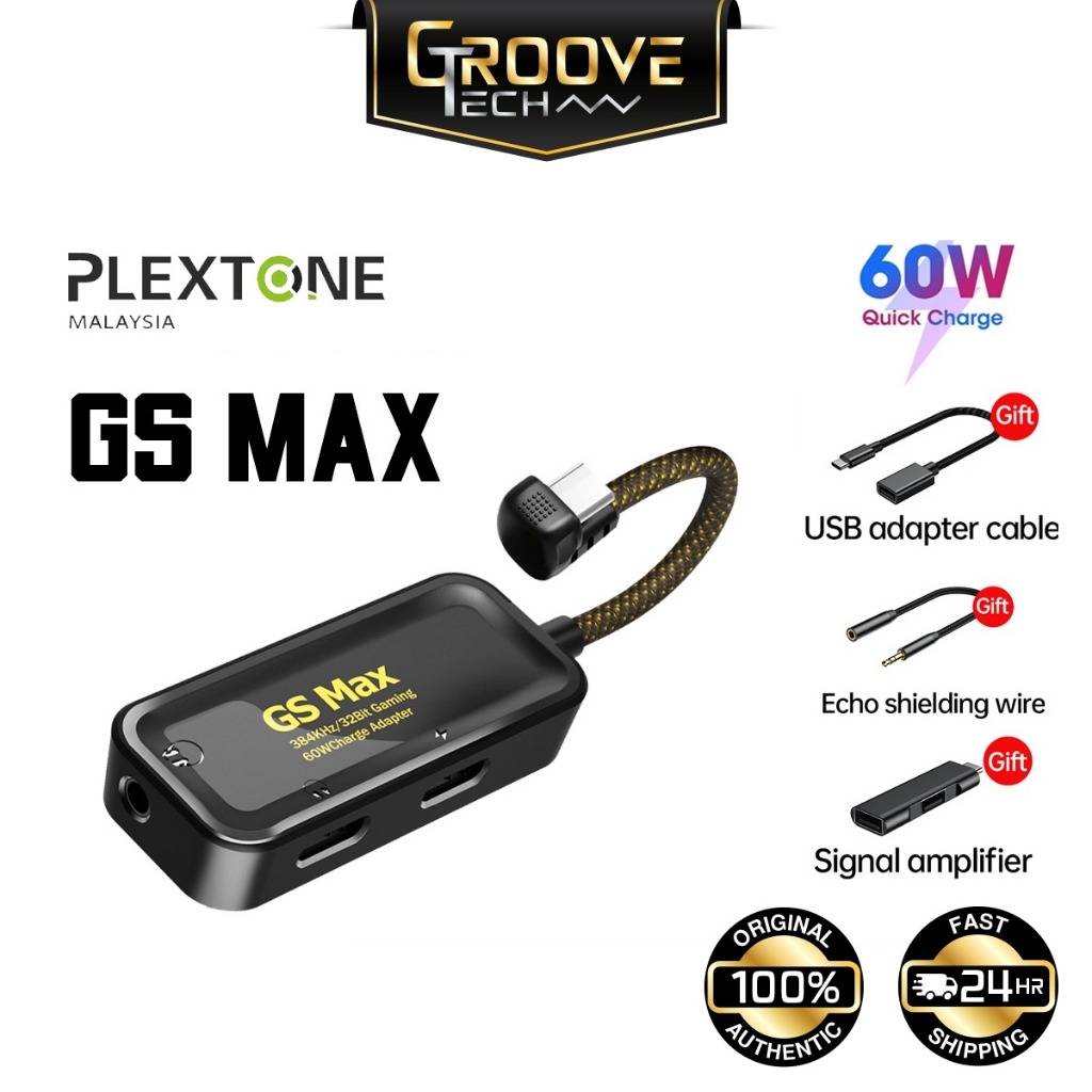 Plextone GS Max Type C L Shaped Plug Converter 3.5mm Audio Jack 60w ...