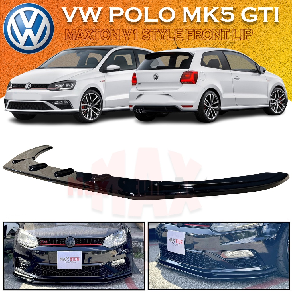 VOLKSWAGEN POLO GTI 2015+ MAXTON V1 STYLE FRONT LIP VW POLO 6C BUMPER ...
