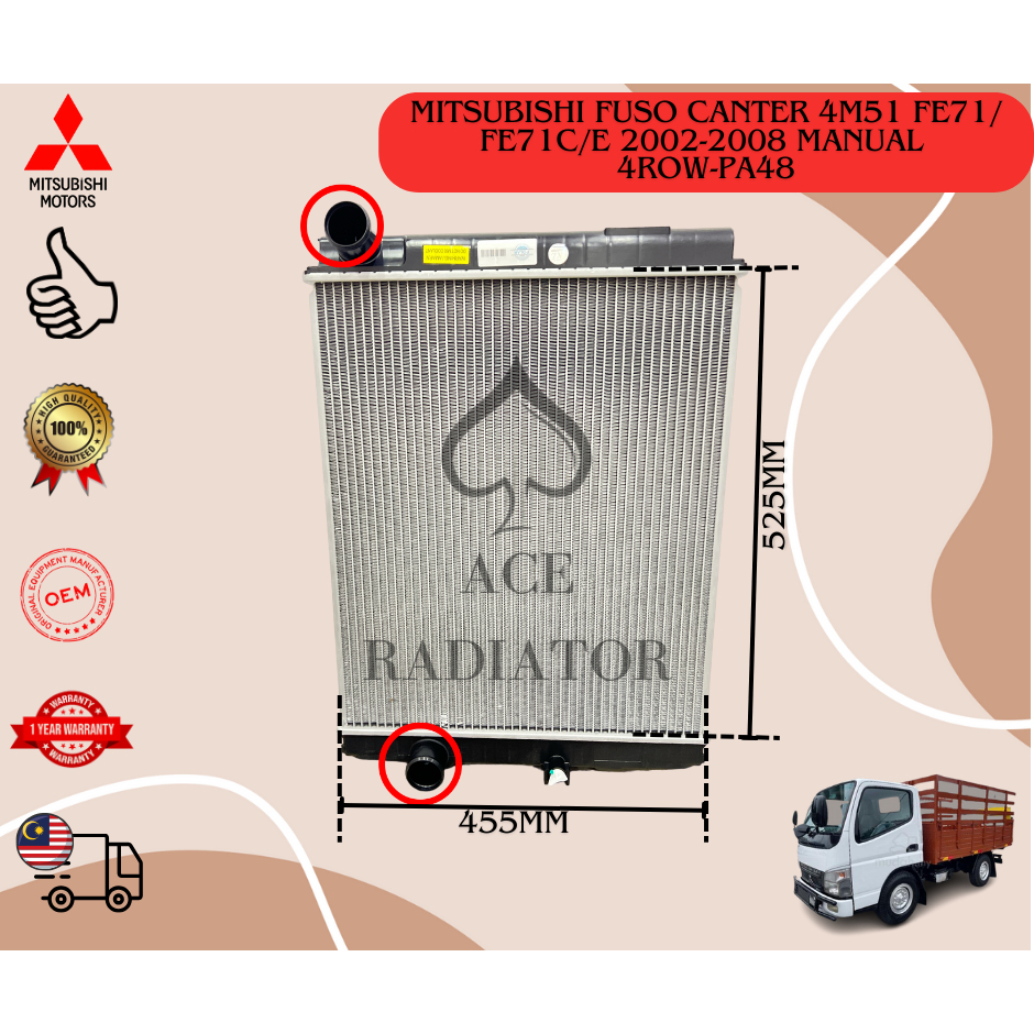 MITSUBISHI FUSO CANTER 4M51 FE71/ FE71C/E 2002-2008 MANUAL OEM RADIATOR ...