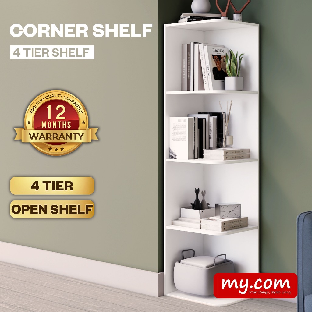 Rak Sudut 4 Tingkat Corner Shelf 4 Tier Bookshelf Decorative Shelf rak ...