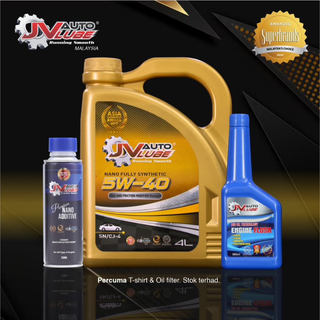 JV AUTO LUBE SET ENGINE OIL FULLY 5W-40 (4LITER) + ENGINE FLUSH(1BOTTLE) + NANO ADDITVE(1BOTTLE ...