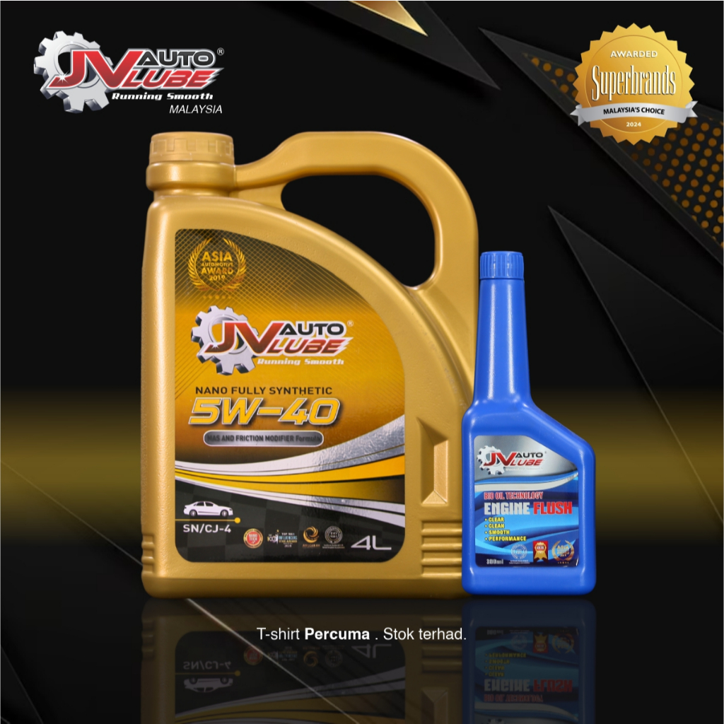 JV Auto Lube Set Engine Oil 5W-40 Fully Synthetic 10,000km(4L) + Engine ...