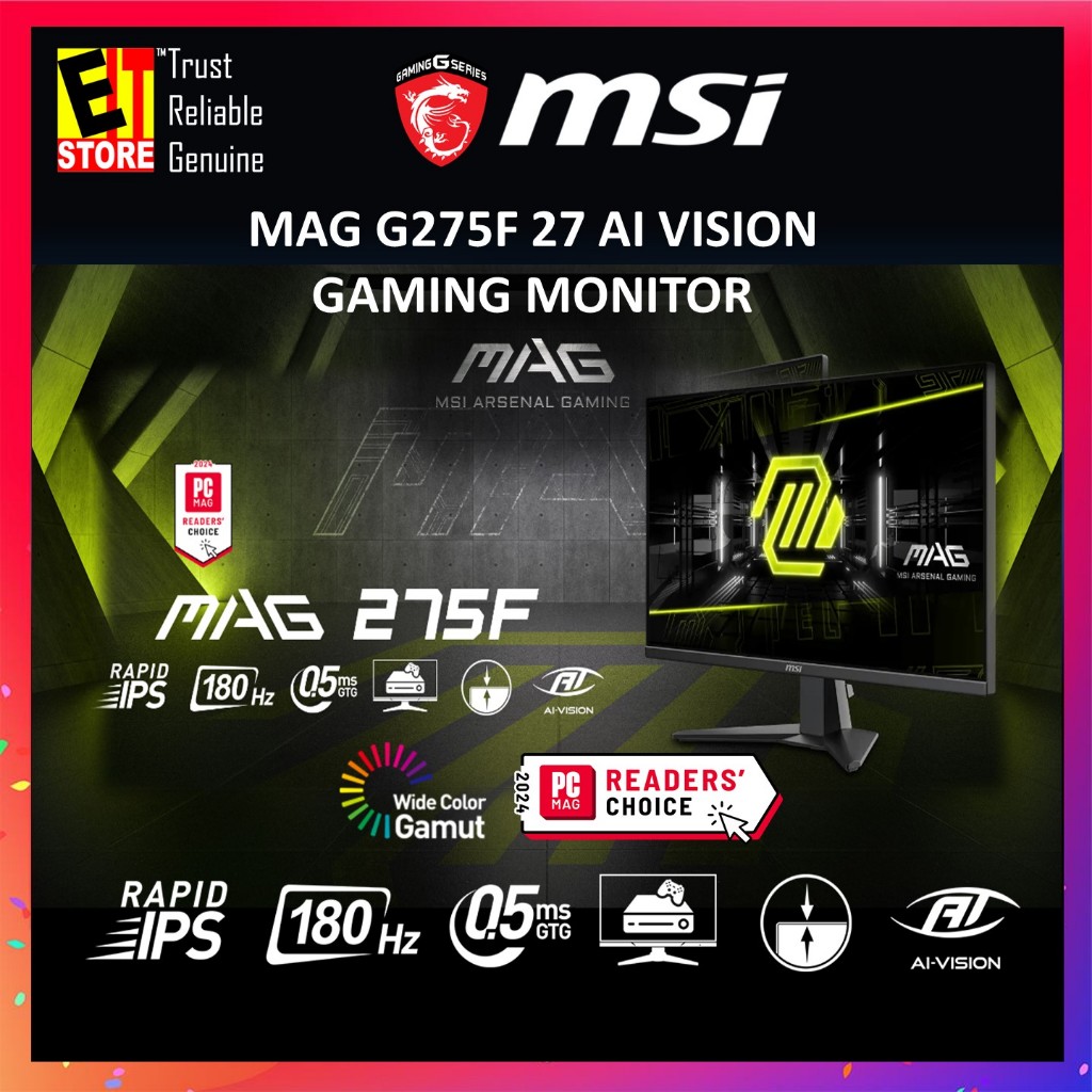 MSI MAG 275F 27" IPS FHD AI VISION GAMING MONITOR ( 180HZ REFRESH RATE ...